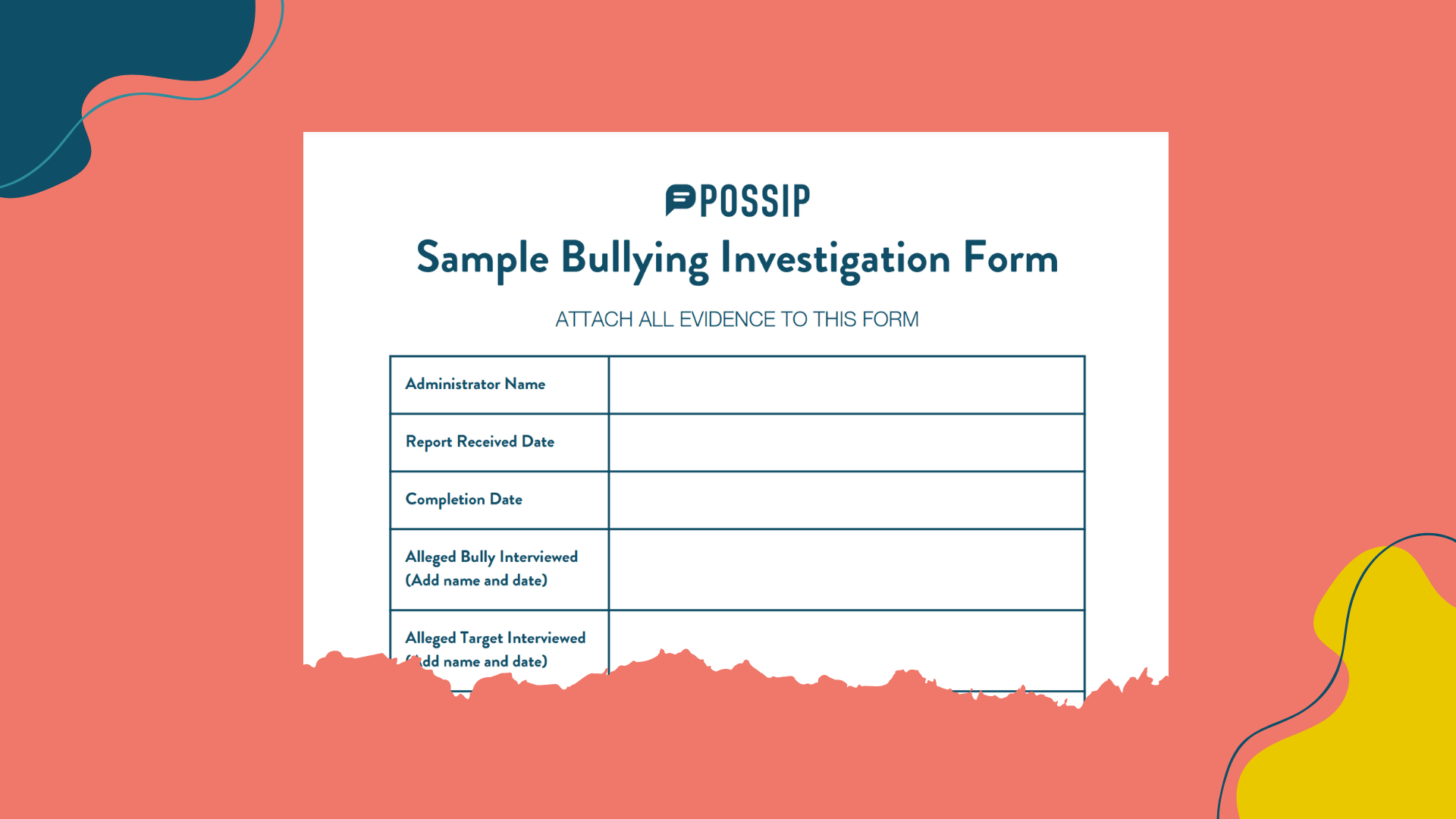 Bullying Investigation Form - Possip